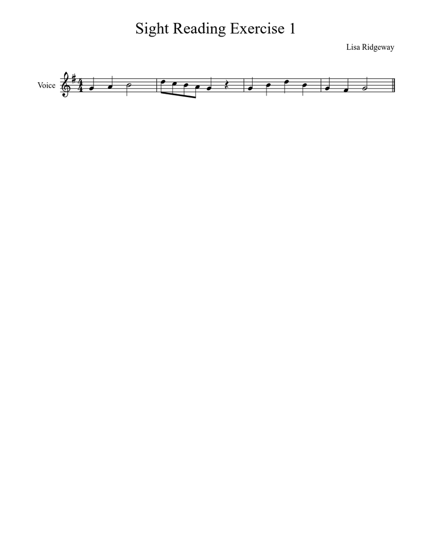 Sight Reading Exercise 1 Sheet music for Voice (Other) (Solo ...