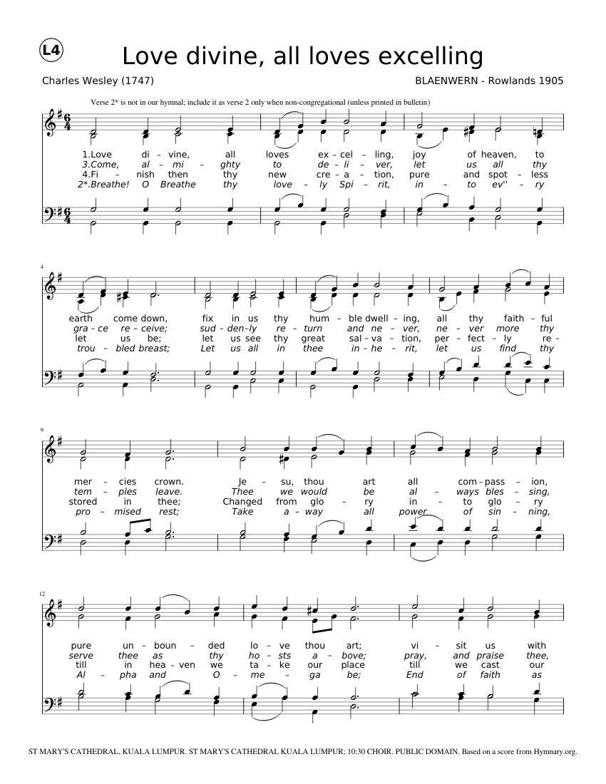 Love divine, all loves excelling - Blaenwern Sheet music | Download ...