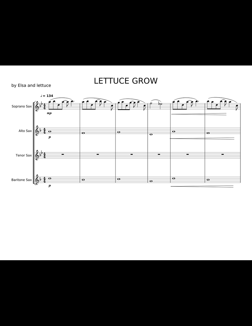 let it grow sheet music for Soprano Saxophone, Alto Saxophone, Tenor ...
