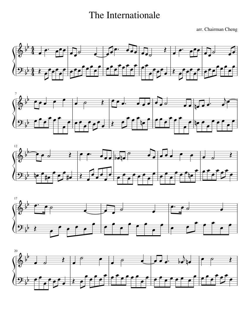 The Internationale Sheet music for Piano | Download free in PDF or MIDI ...
