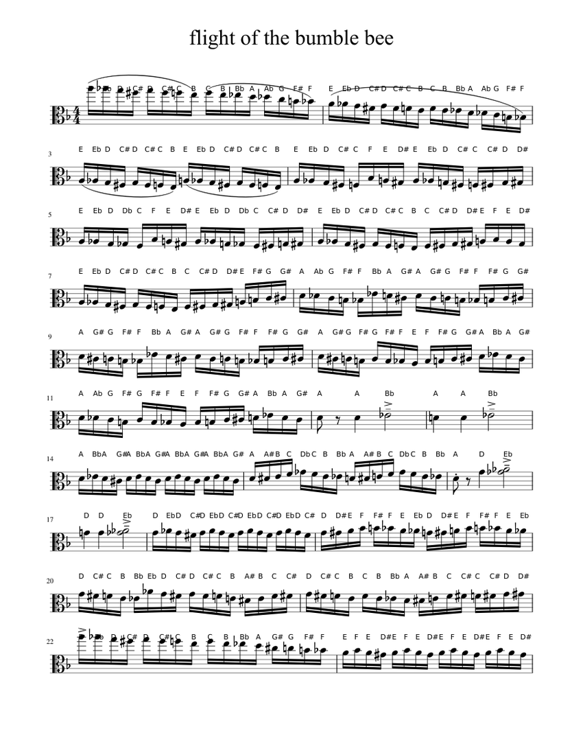 Viola The flight of de bumble bee Sheet music for Piano | Download free ...