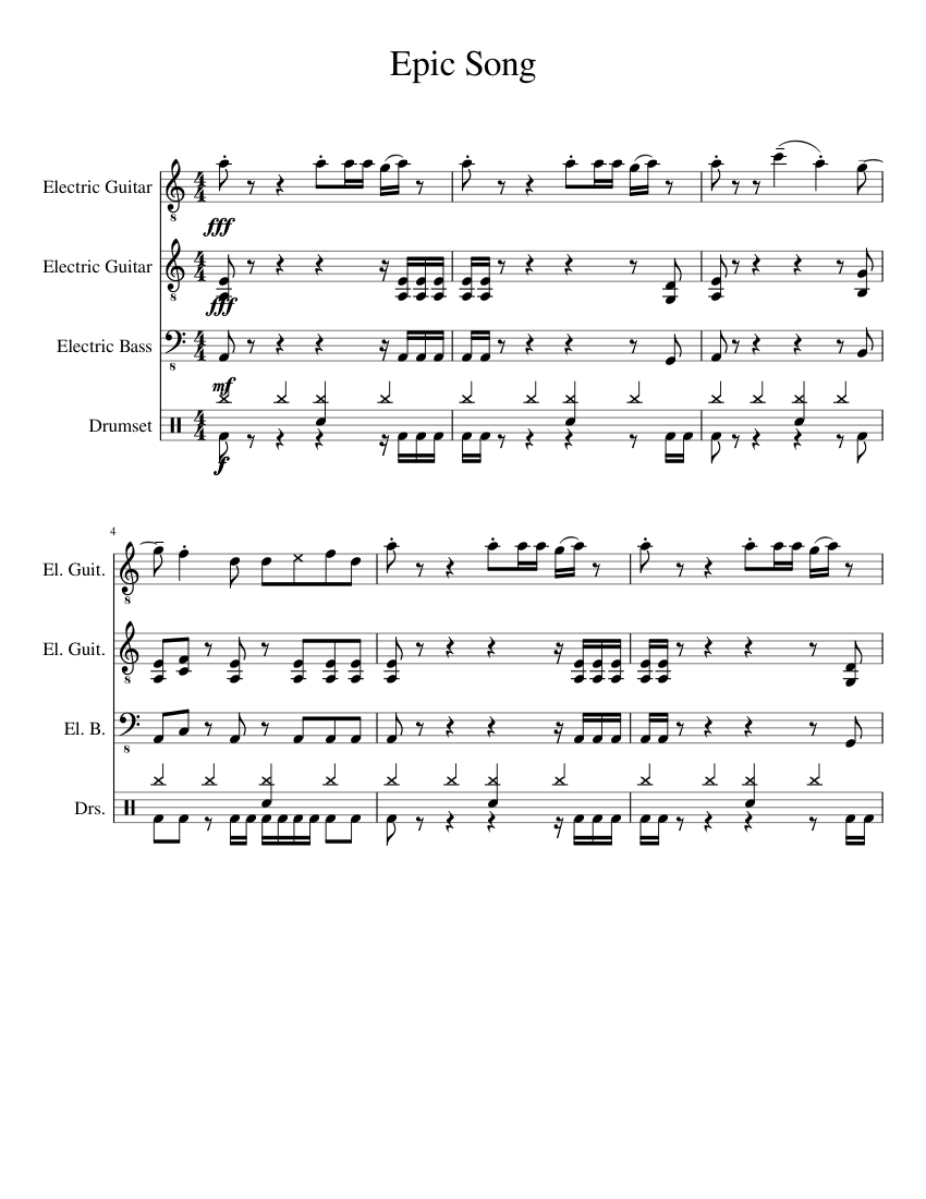 Epic Sax (Metal Version) sheet music for Guitar, Bass, Percussion ...