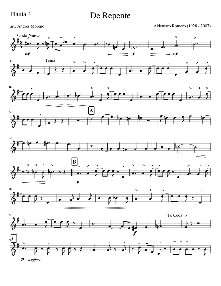 De Repente Sheet music | Musescore.com
