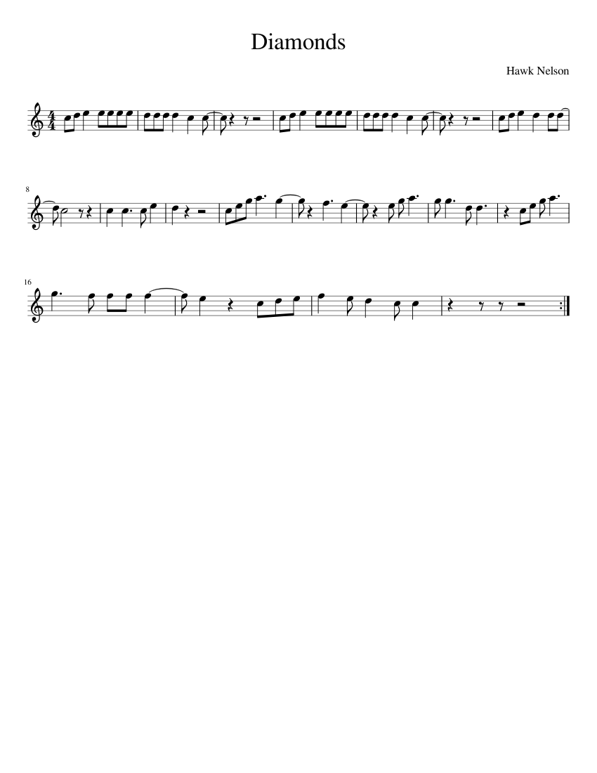 Diamonds by Hawk Nelson, Violin Solo Sheet music for Violin | Download ...