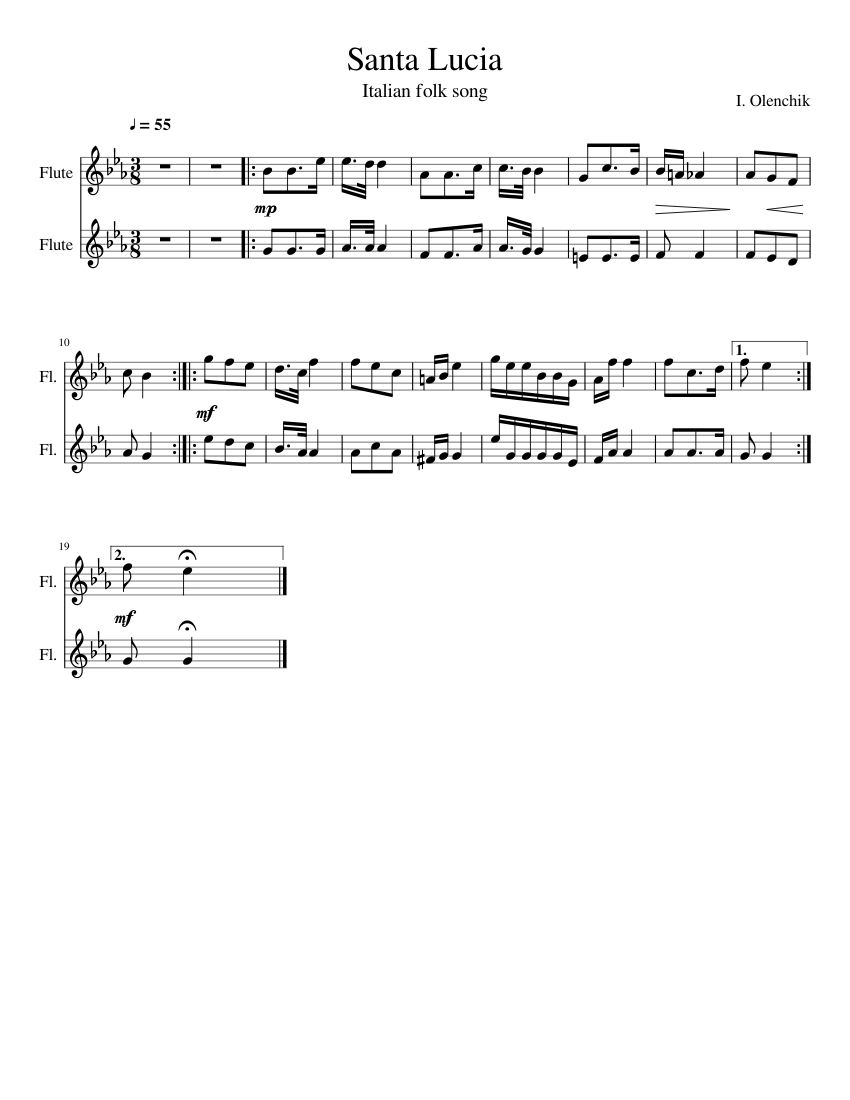 Santa Lucia Sheet music | Download free in PDF or MIDI | Musescore.com