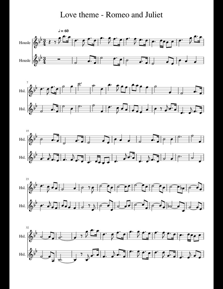 Love theme Romeo and Juliet sheet music for Violin download free in PDF ...