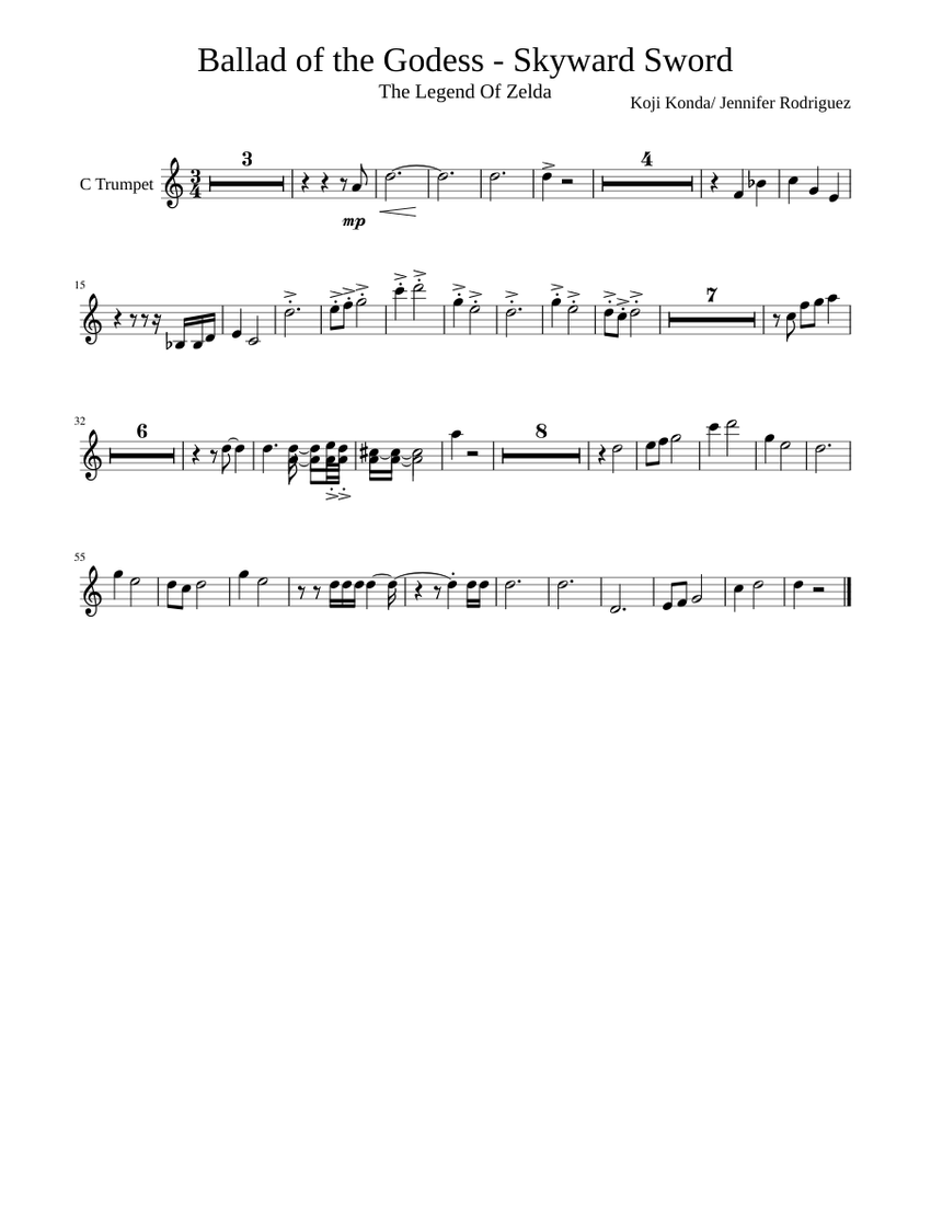 Ballad of the Godess - trumpet 1 Sheet music for Trumpet | Download ...