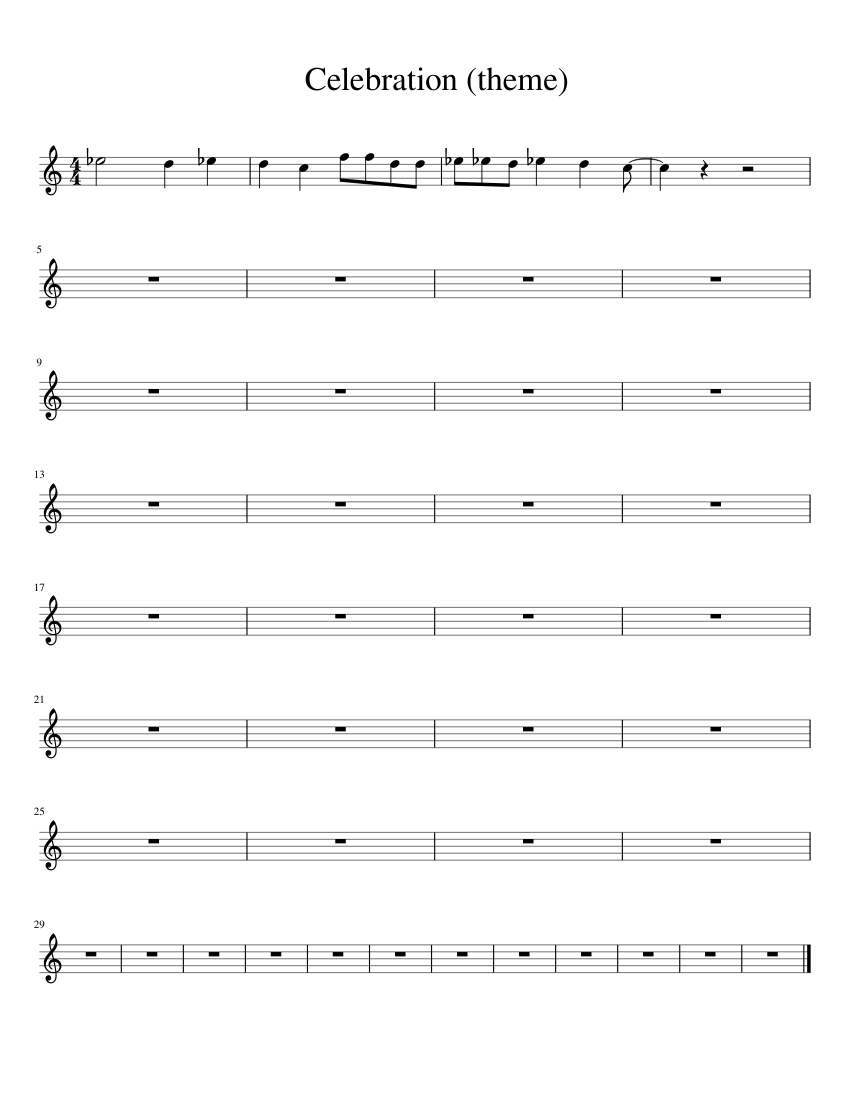 Celebration (theme) sheet music for Piano download free in PDF or MIDI