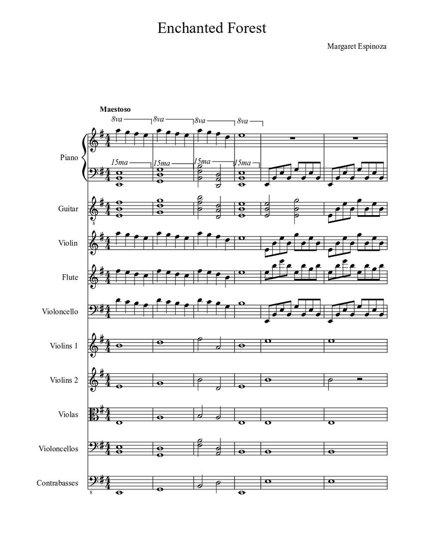Enchanted Forest Sheet music for Piano, Violin, Flute, Guitar (Mixed ...