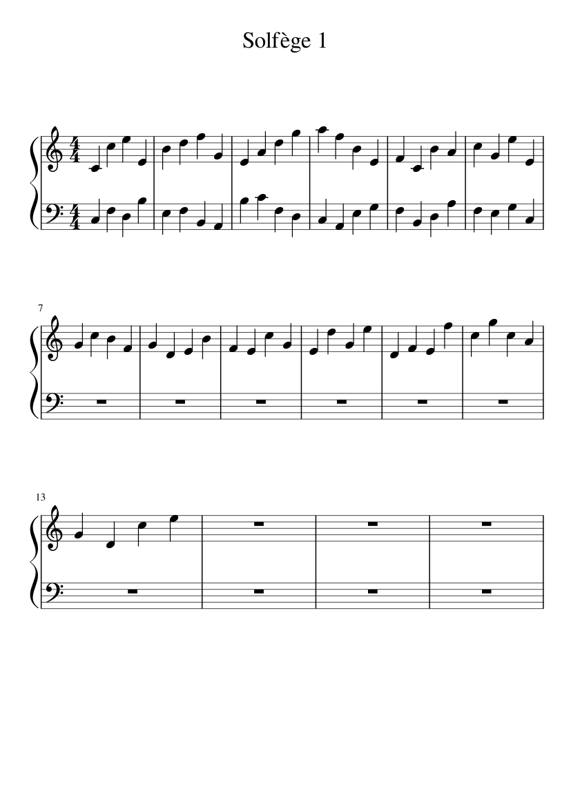 Solfège 1 sheet music for Piano download free in PDF or MIDI