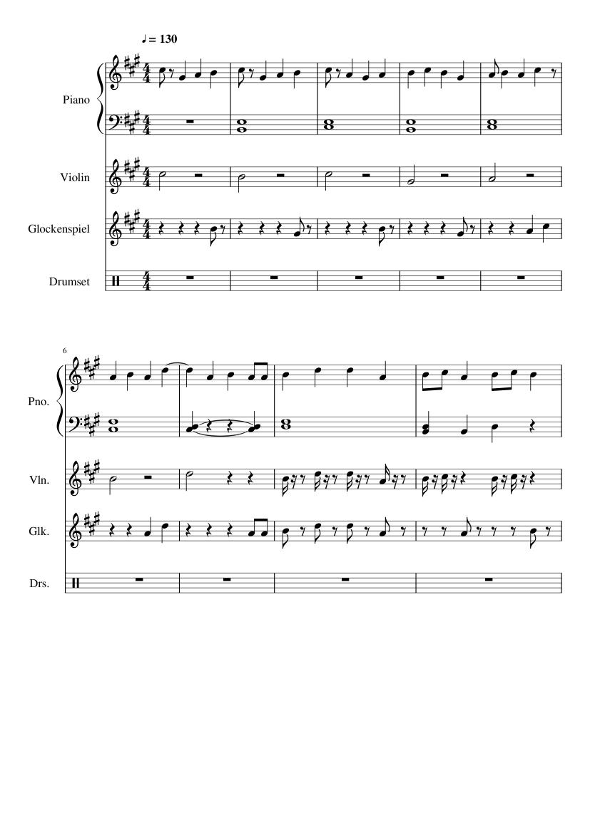 Nightingale sheet music for Piano, Violin, Percussion download free in ...