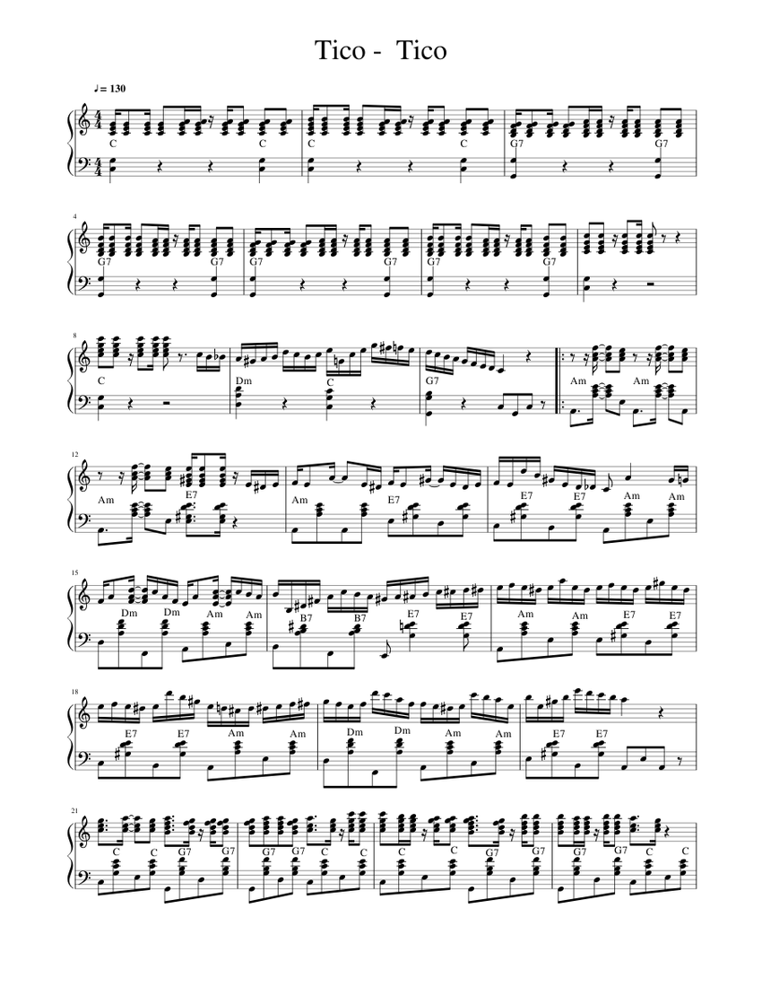 Tico Tico Sheet music for Piano | Download free in PDF or MIDI ...