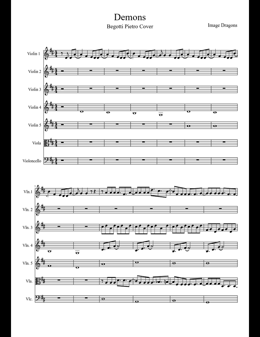 Demons sheet music for Violin, Viola, Cello download free in PDF or MIDI
