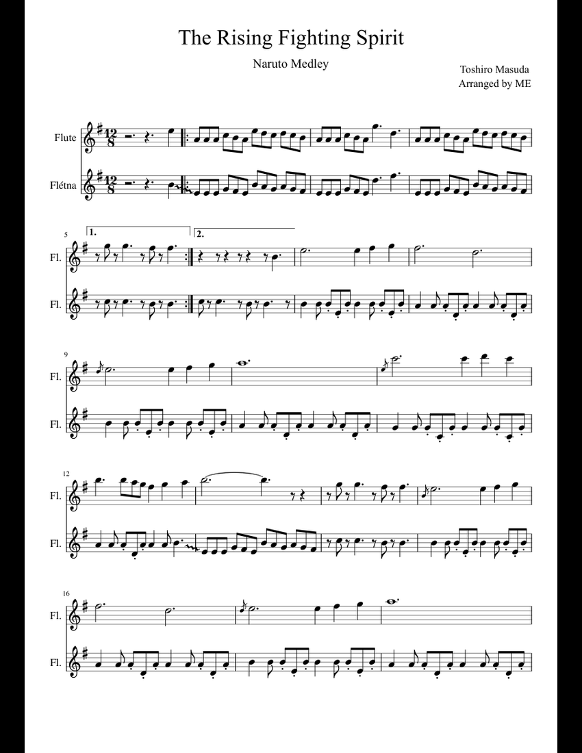 The Rising Fighting Spirit sheet music for Flute download free in PDF ...