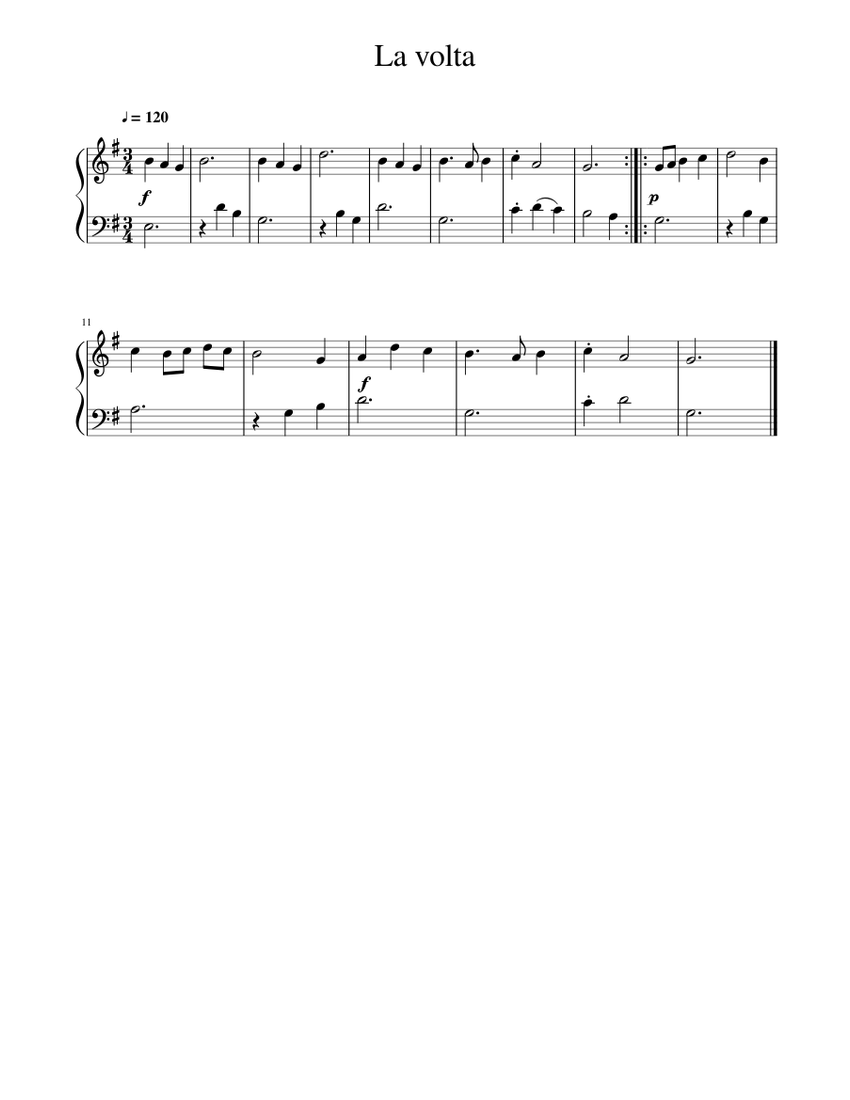 La volta Sheet music for Piano (Solo) | Musescore.com