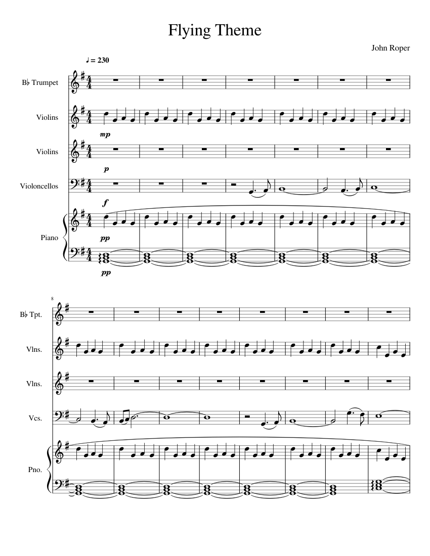 Flying Theme sheet music for Piano, Trumpet, Strings download free in ...