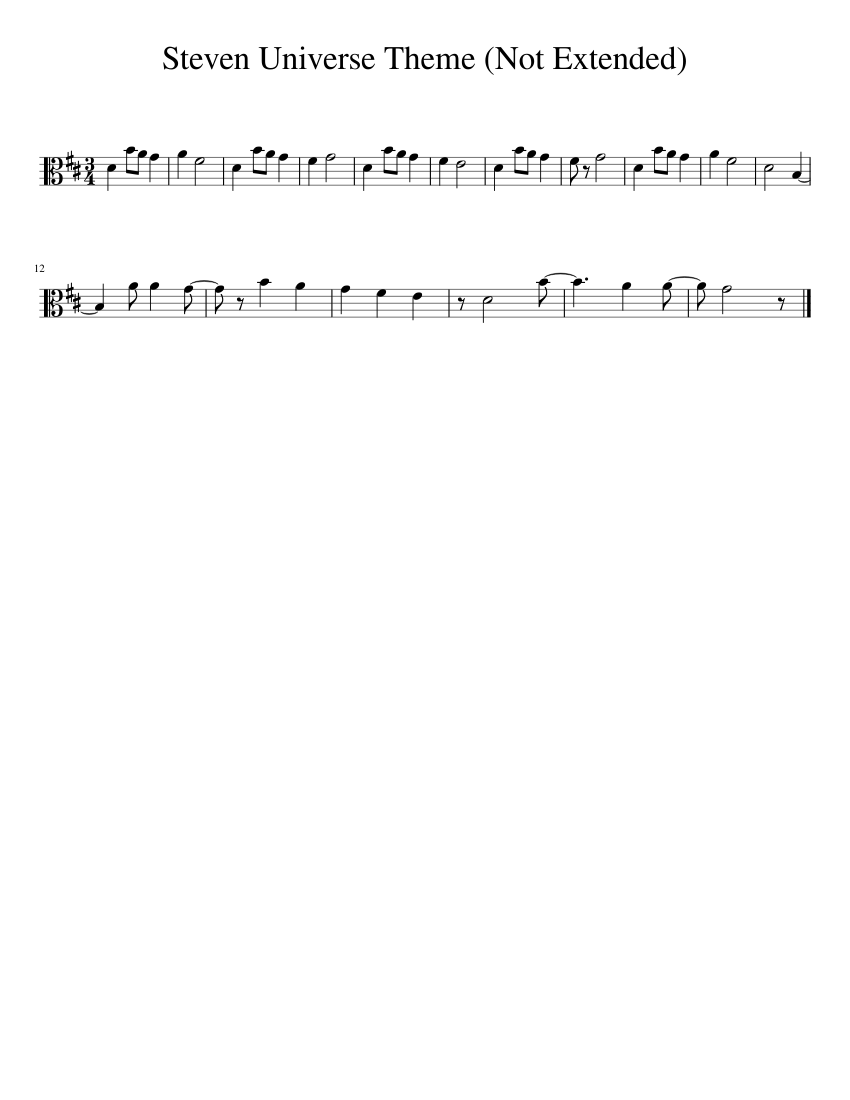 Steven Universe Theme Sheet music for Viola | Download free in PDF or ...