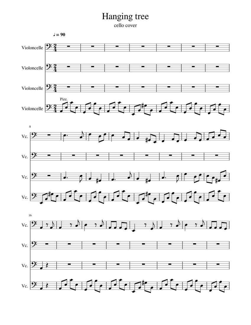 Hanging tree Sheet music for Cello | Download free in PDF or MIDI ...
