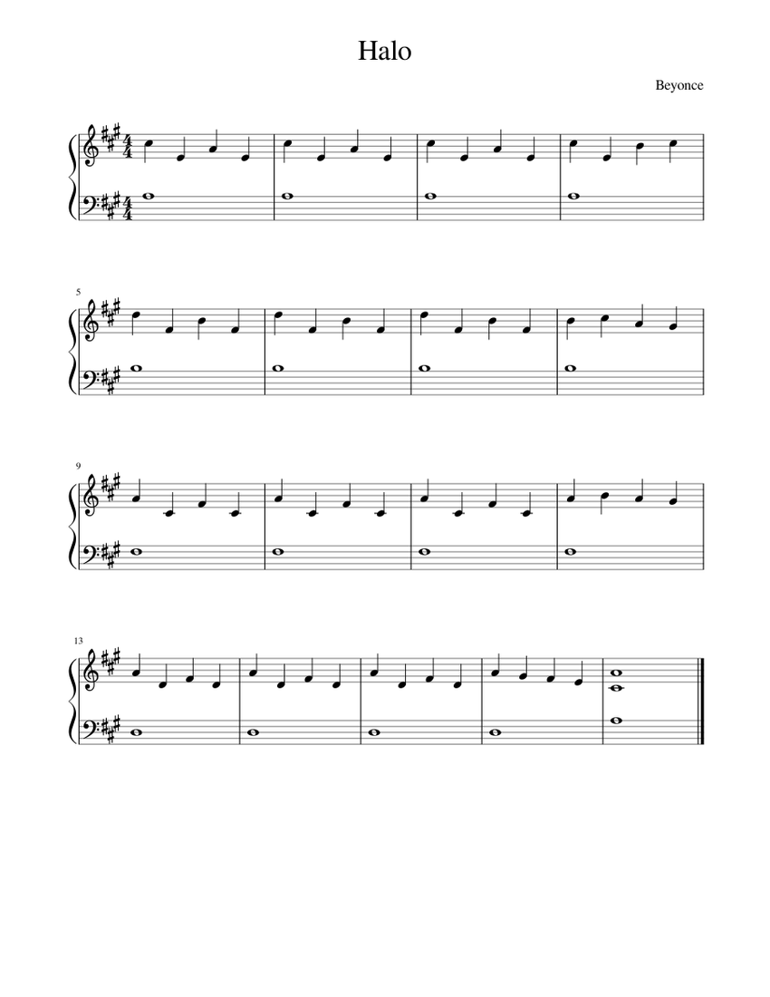 Halo Sheet music for Piano | Download free in PDF or MIDI | Musescore.com