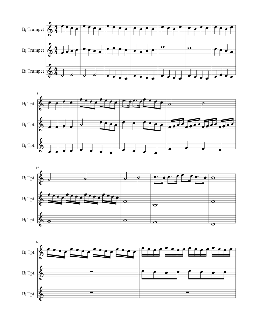 Trumpet Ensemble #1 Sheet music for Clarinet (Bass) | Musescore.com