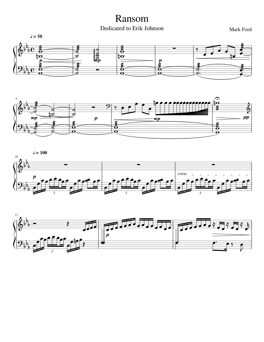 Ransom sheet music for Percussion download free in PDF or MIDI