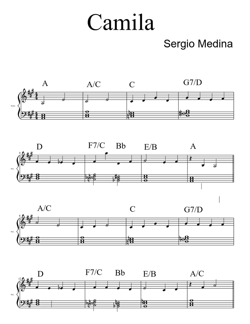 Camila Sheet music | Download free in PDF or MIDI | Musescore.com