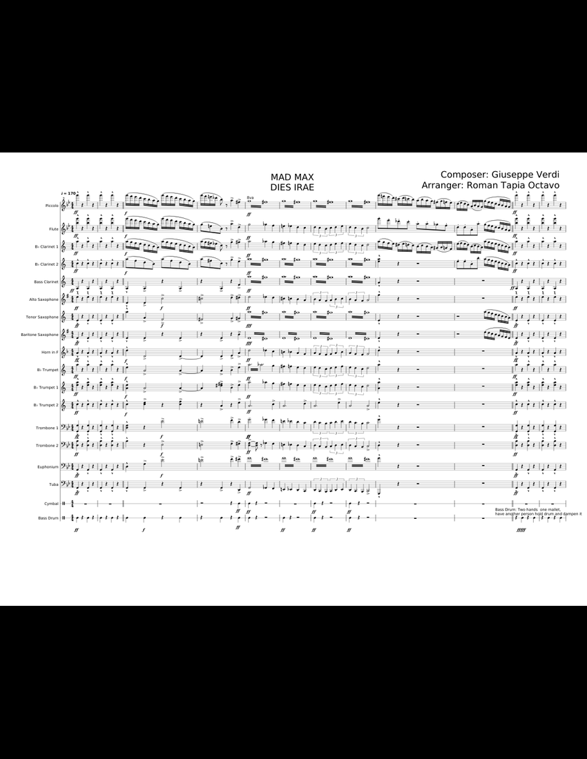 MAD MAX (Dies Irae) stands tune sheet music for Flute, Clarinet ...