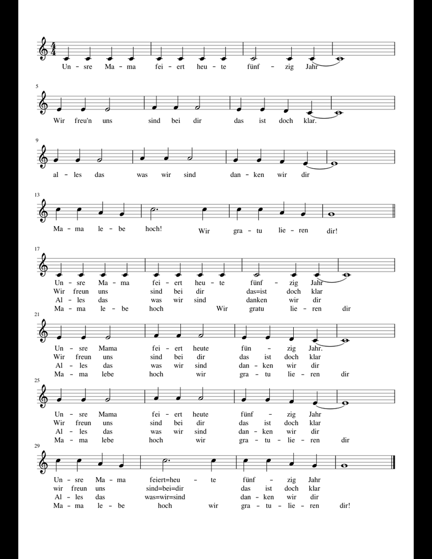 Mama Lied (Banuwa) sheet music for Piano download free in PDF or MIDI