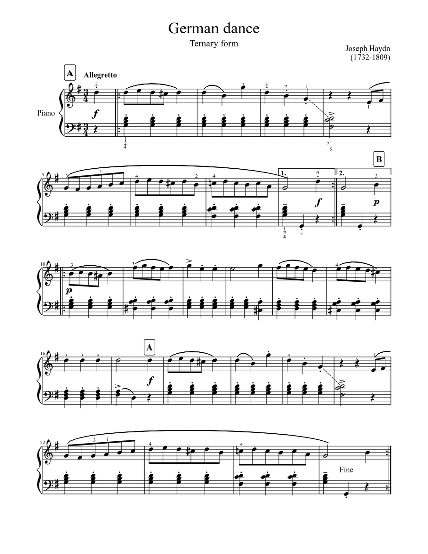 German dance Sheet music for Piano | Download free in PDF or MIDI ...