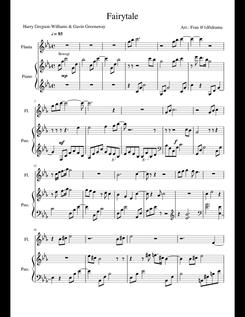 Fairytale sheet music for Flute, Piano download free in PDF or MIDI