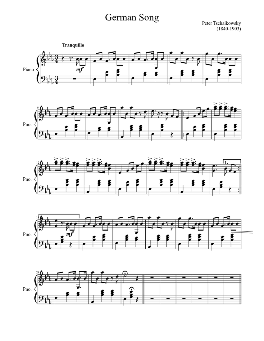 German Song Sheet music | Download free in PDF or MIDI | Musescore.com