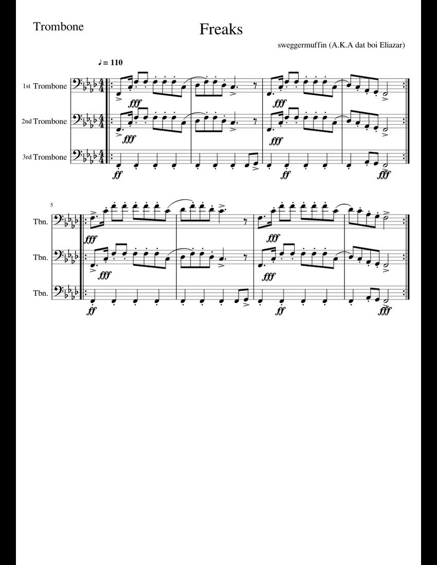Freaks sheet music for Trombone download free in PDF or MIDI