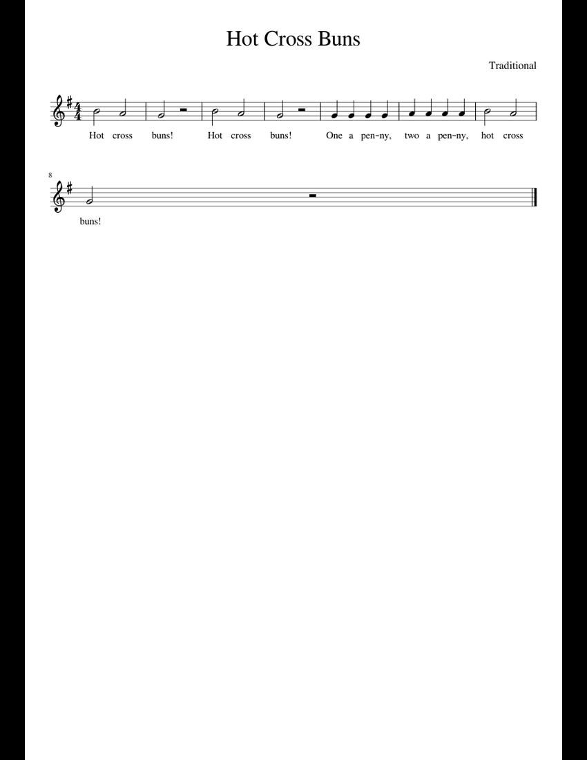 Hot Cross Buns sheet music for Recorder download free in PDF or MIDI
