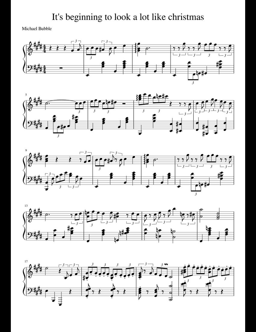 It's beginning to look a lot like christmas sheet music for Piano ...