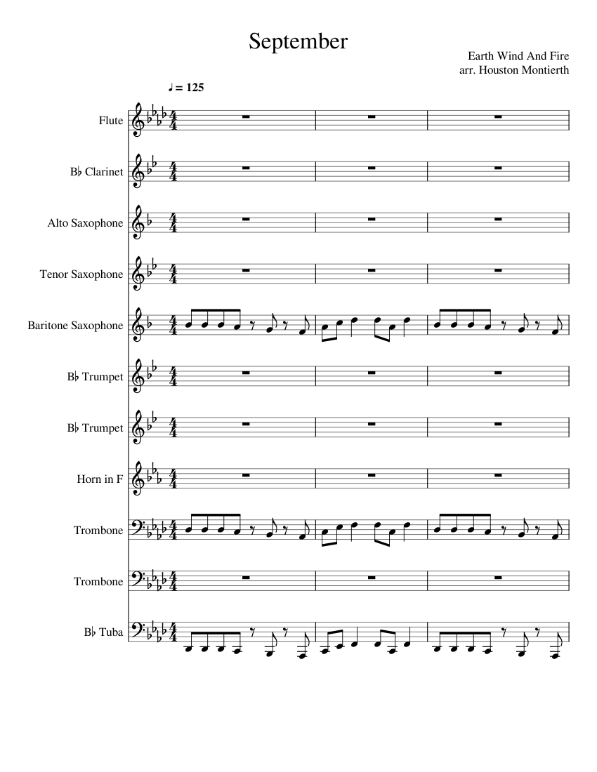 September 2 sheet music for Flute, Clarinet, Alto Saxophone, Tenor ...