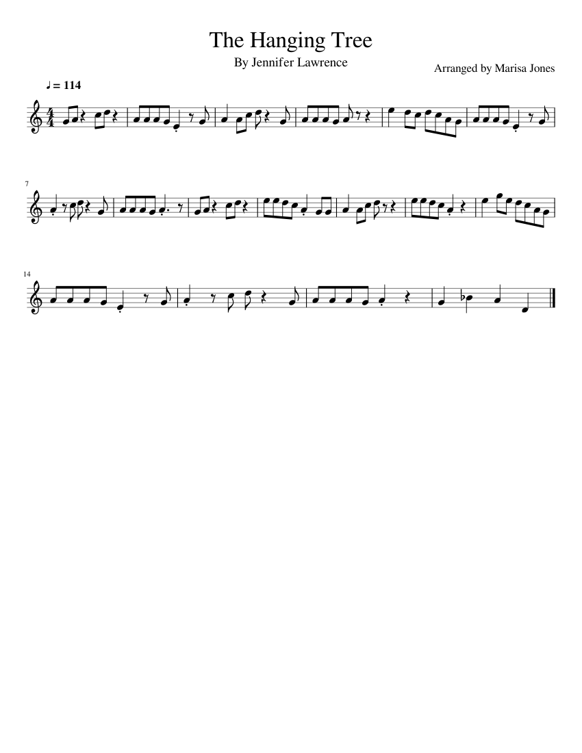 The Hanging Tree Sheet music for Clarinet | Download free in PDF or ...