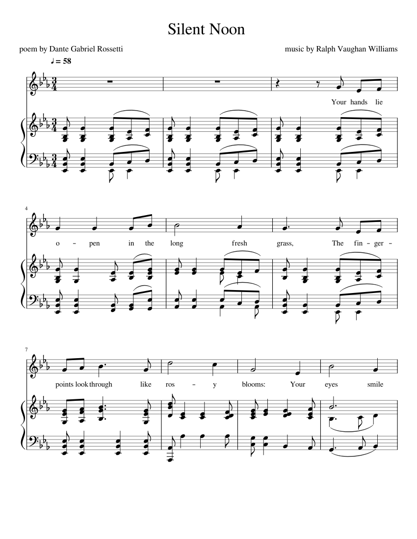 Silent Noon Sheet music | Musescore.com