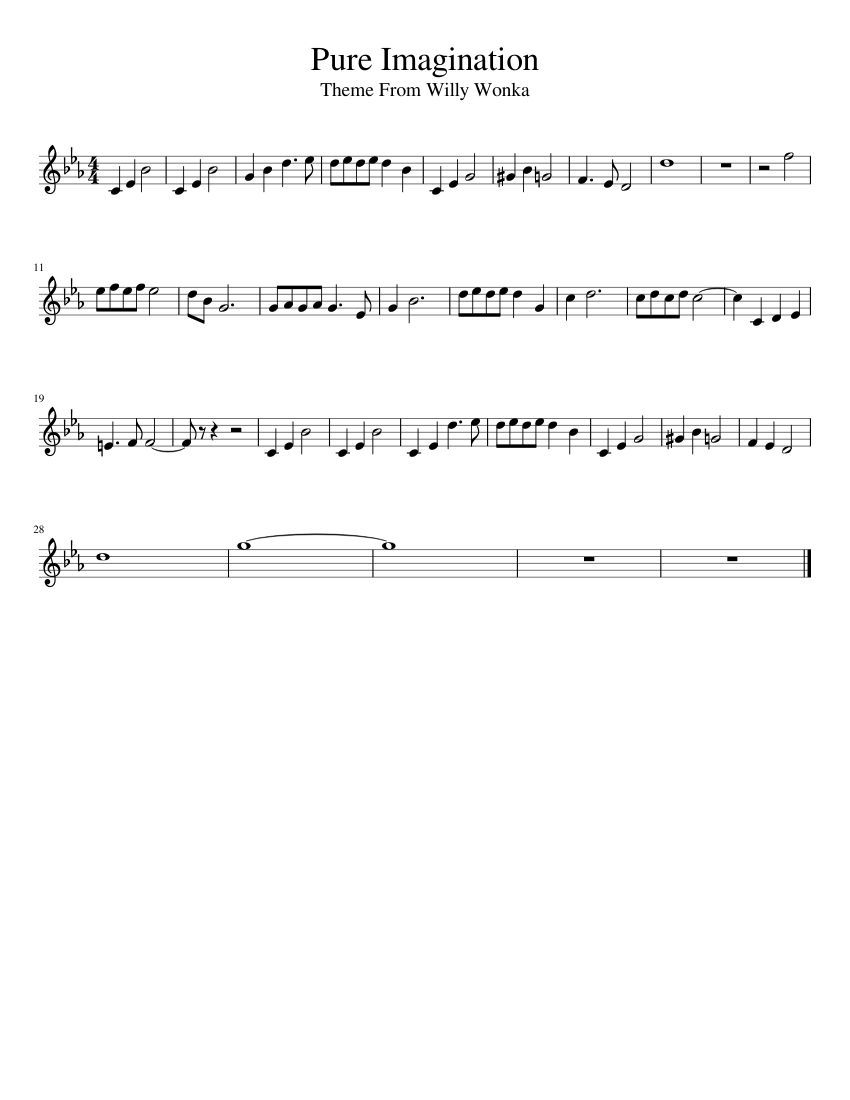 Pure Imagination - Willy Wonka sheet music for Trumpet download free in PDF or MIDI