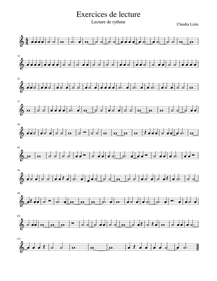 Exercices de lecture rythme Sheet music for Voice | Download free in ...