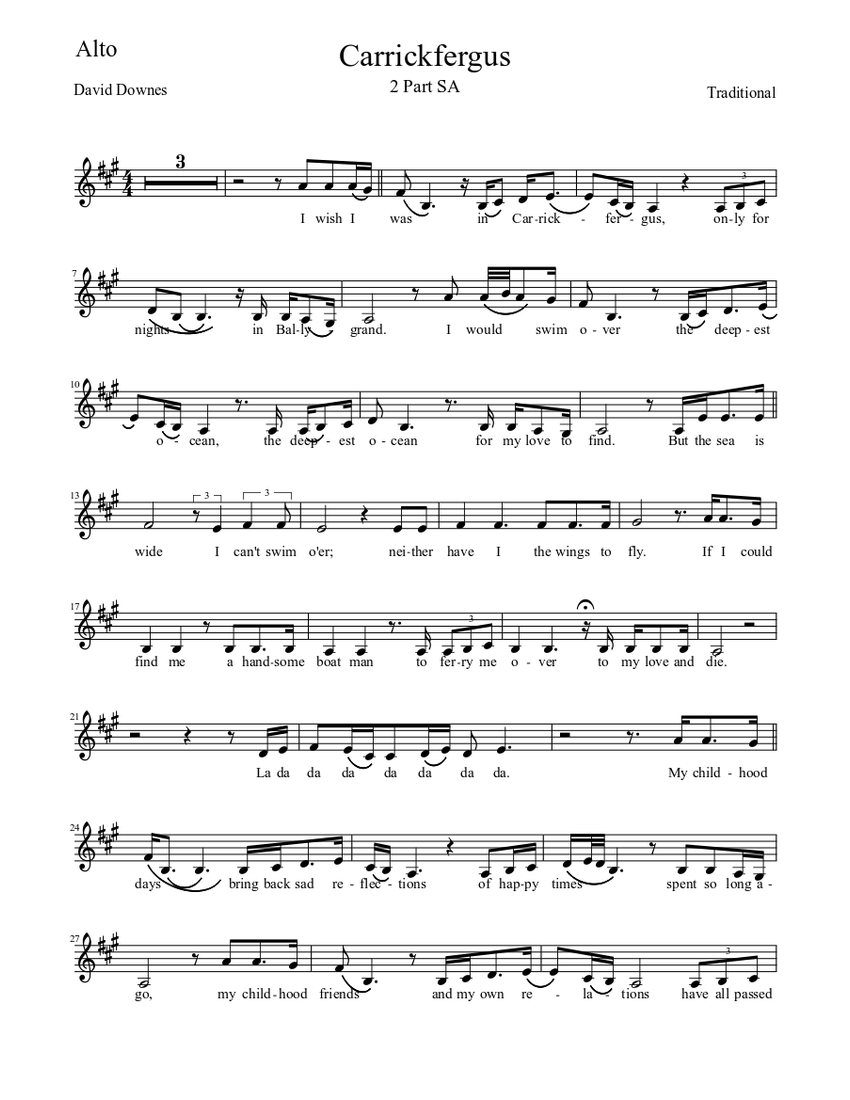Carrickfergus Sheet music | Download free in PDF or MIDI | Musescore.com