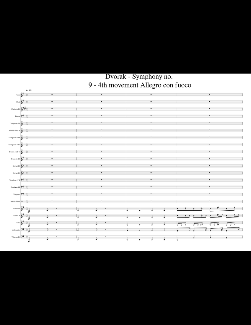 Dvorak - Symphony no. 9 - 4th movement - Allegro con fuoco sheet music for Flute, Clarinet, Oboe ...
