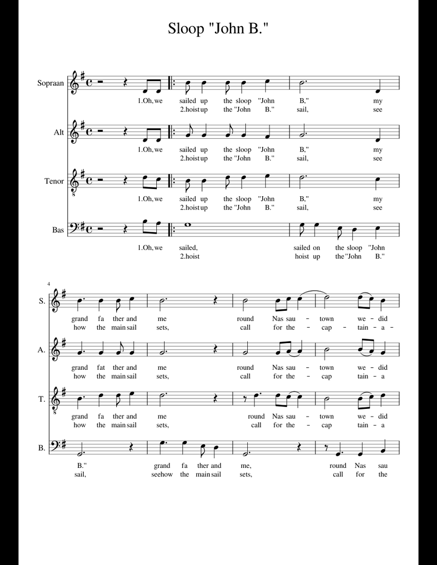 John B Sloop sheet music for Voice download free in PDF or MIDI