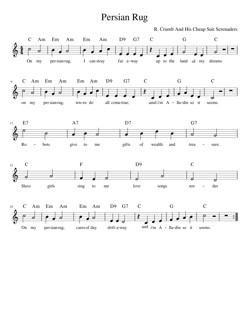 Persian Rug sheet music for Piano, Oboe download free in PDF or MIDI