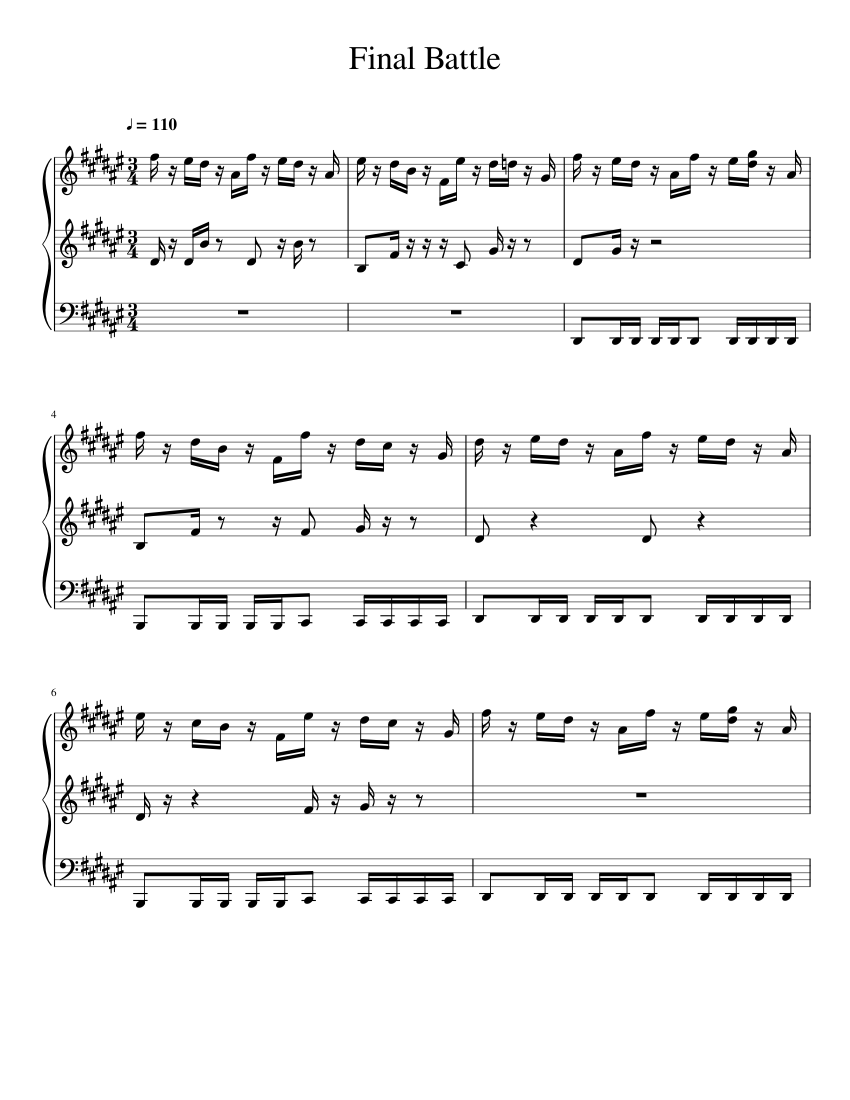 Final Battle by Waterflame sheet music for Piano download free in PDF ...