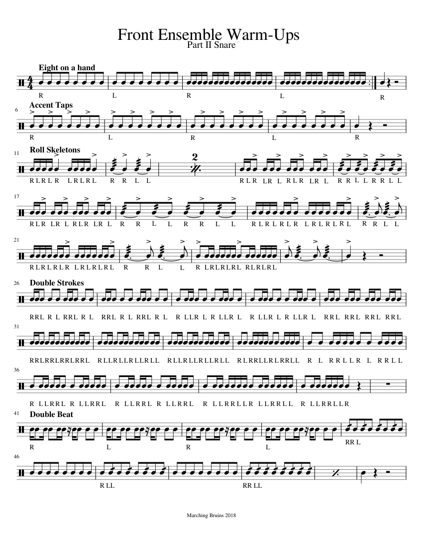 Snare Drum Warm Ups 2018 sheet music for Percussion download free in ...