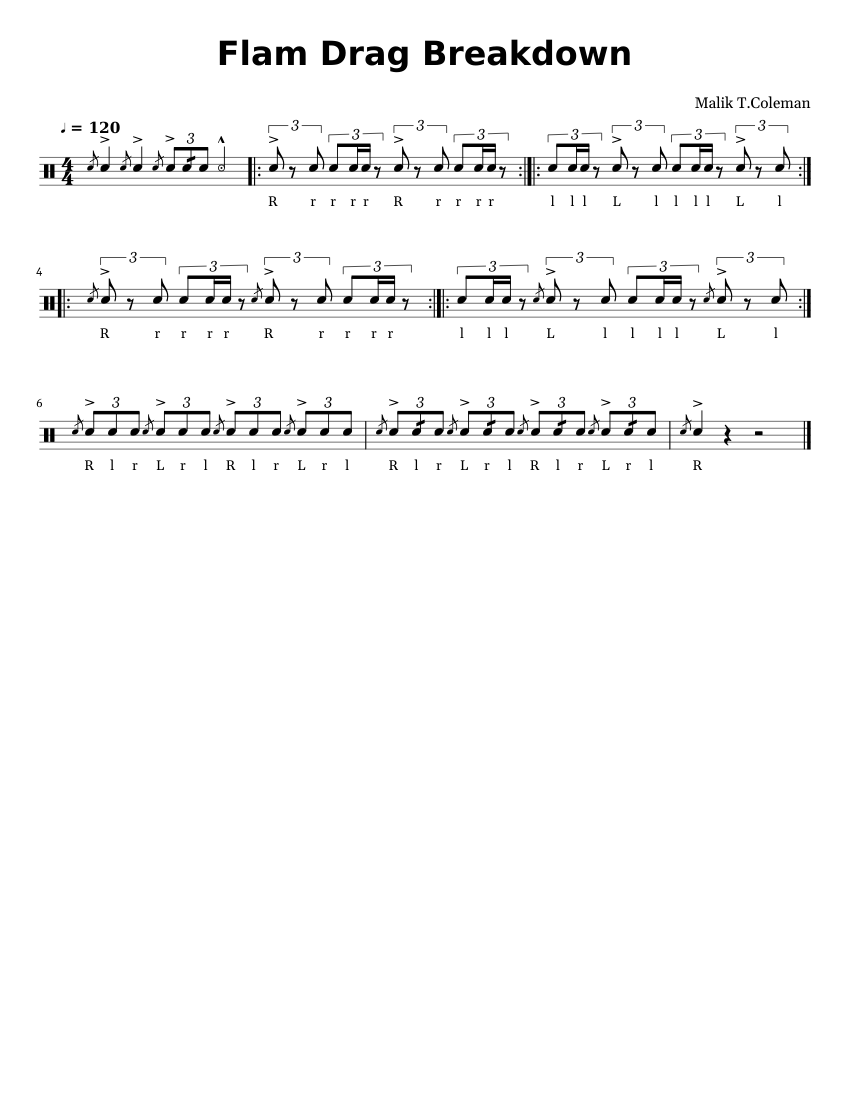 Flam Drag Breakdown Sheet music (Drum Corps (Modern)) | Musescore.com
