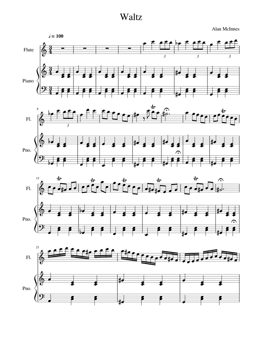 Waltz Sheet music for Piano, Flute (Solo) | Musescore.com
