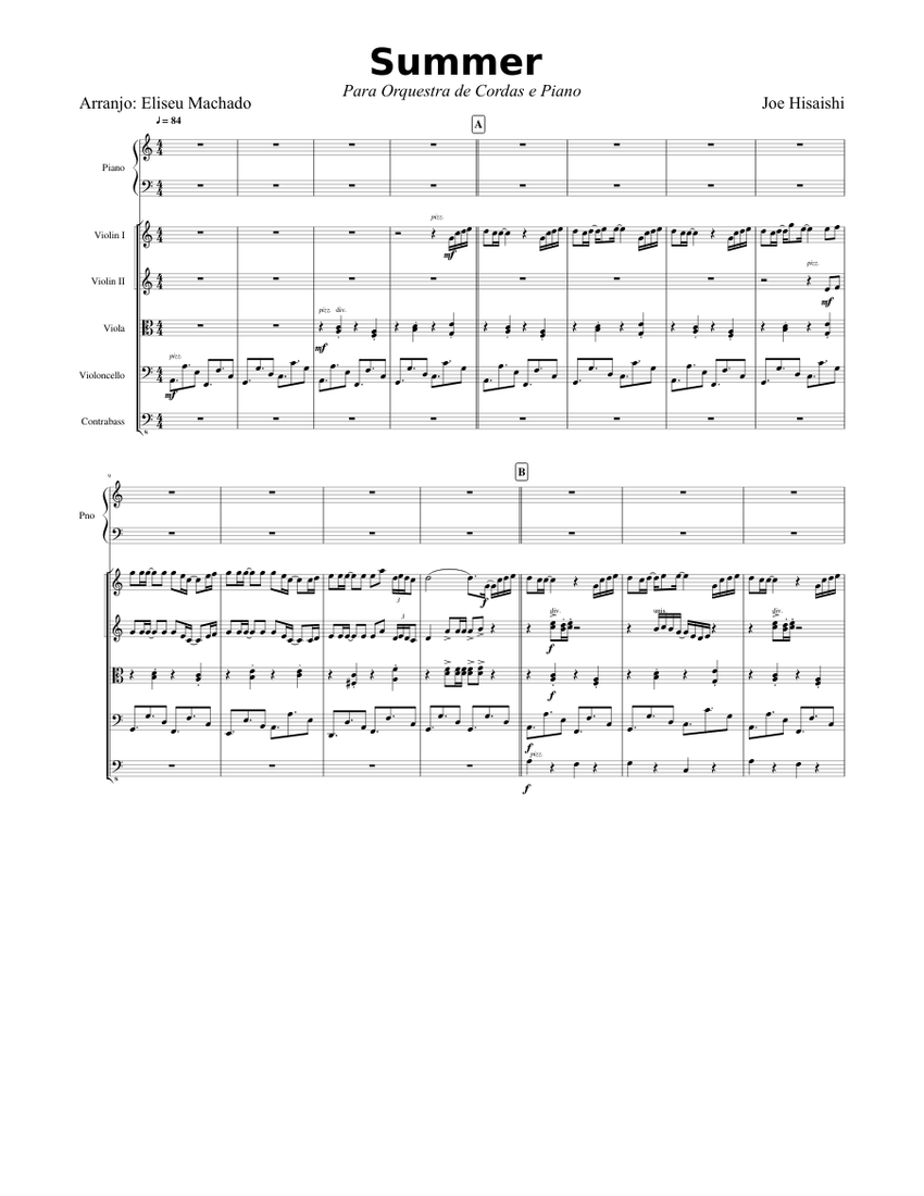 Summer Sheet music for Piano, Violin, Viola, Cello | Download free in ...
