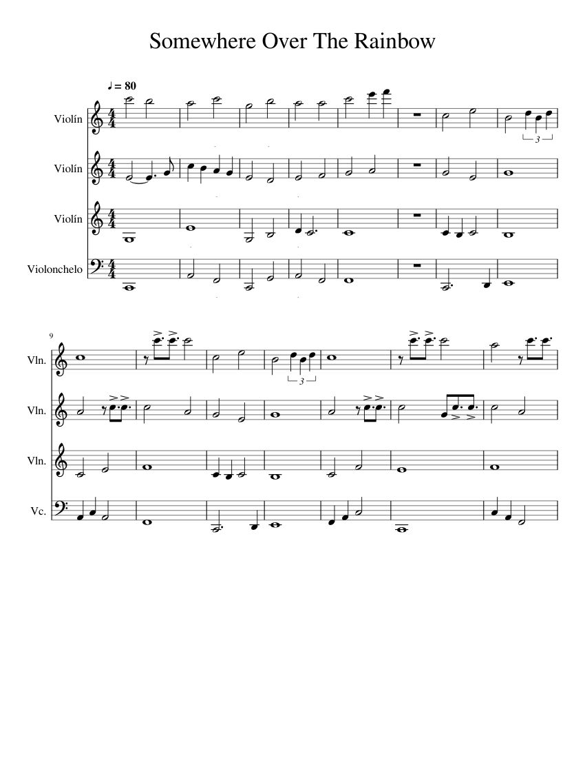 Somewhere Over The Rainbow Sheet music for Organ, Tambourine ...