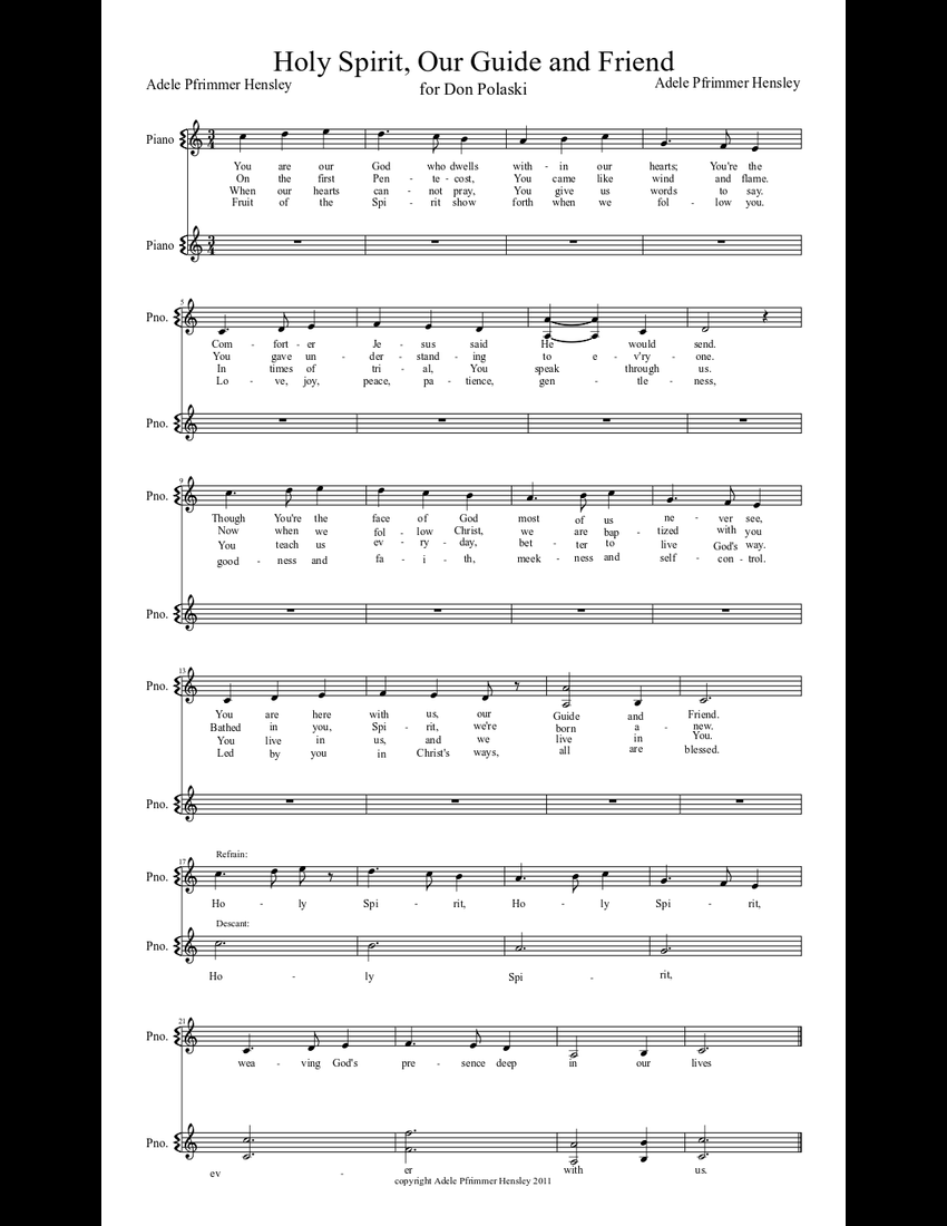 Holy Spirit, Our Guide and Friend sheet music download free in PDF or MIDI